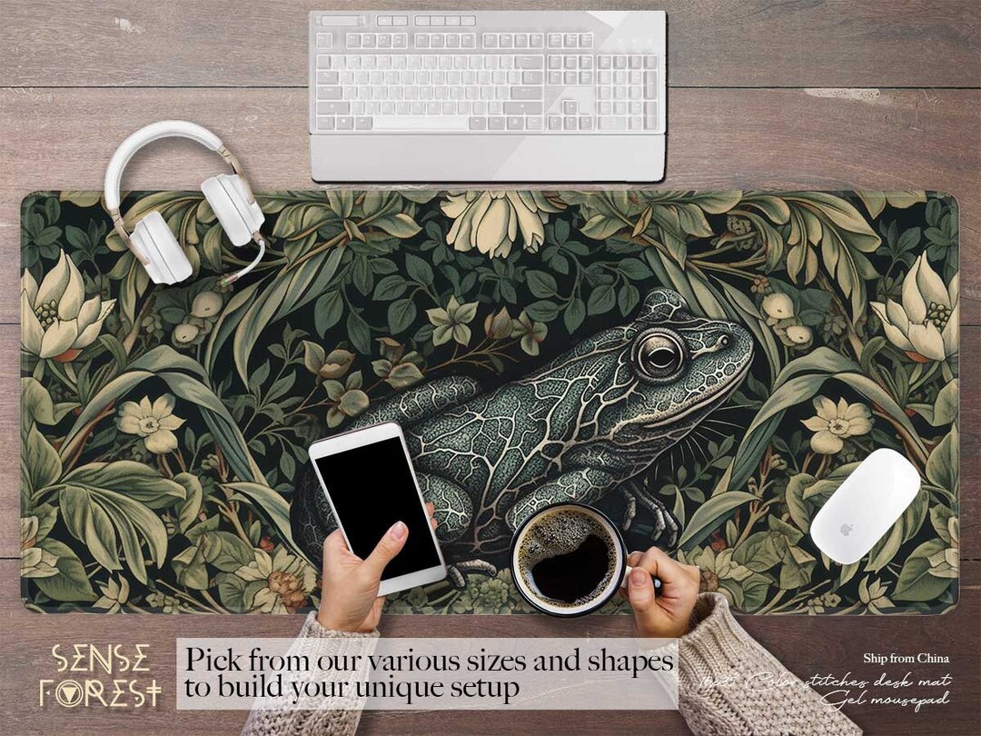 Goblincore Green Toad Forest PU Leather Desk Mat, Cottagecore Frog ...