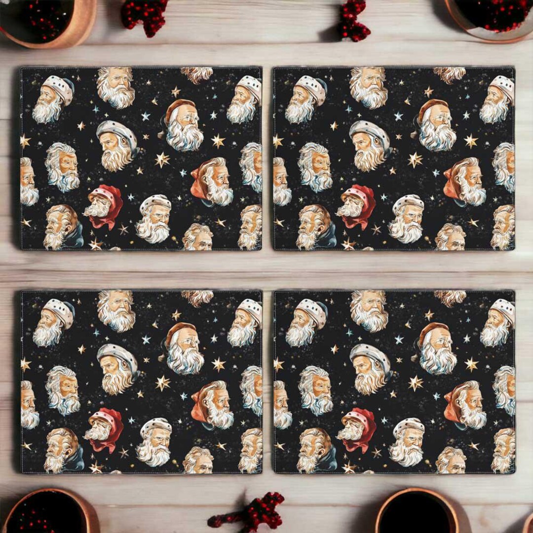 Yule Christmas Dinner Party Placemat, Pagan Santa Watercolor Dining Mat ...