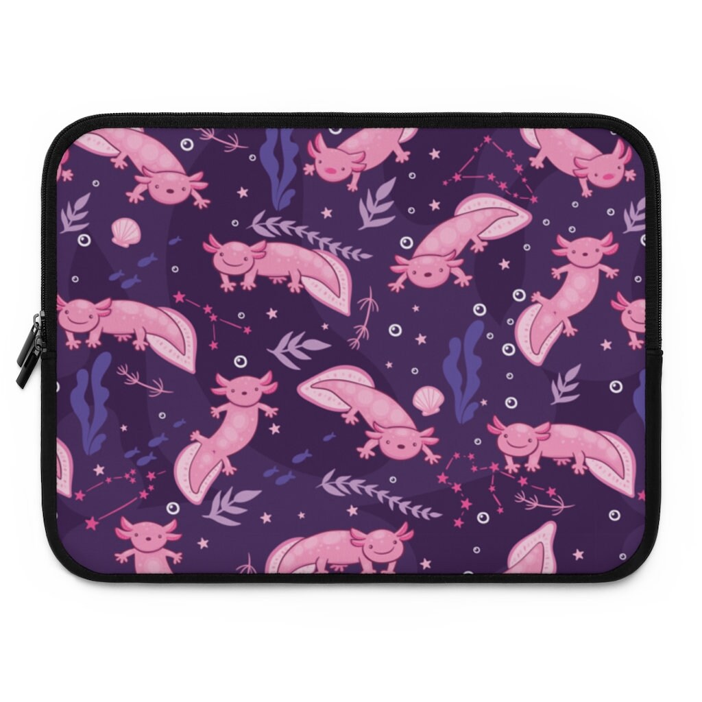 Kawaii Purple Constellations smiley Axolotl laptop sleeve, cute walker ...