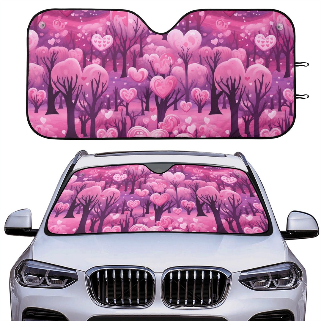 Kawaii Pink Berry Love Forest Car Sunshade for Windshield, Cute ...