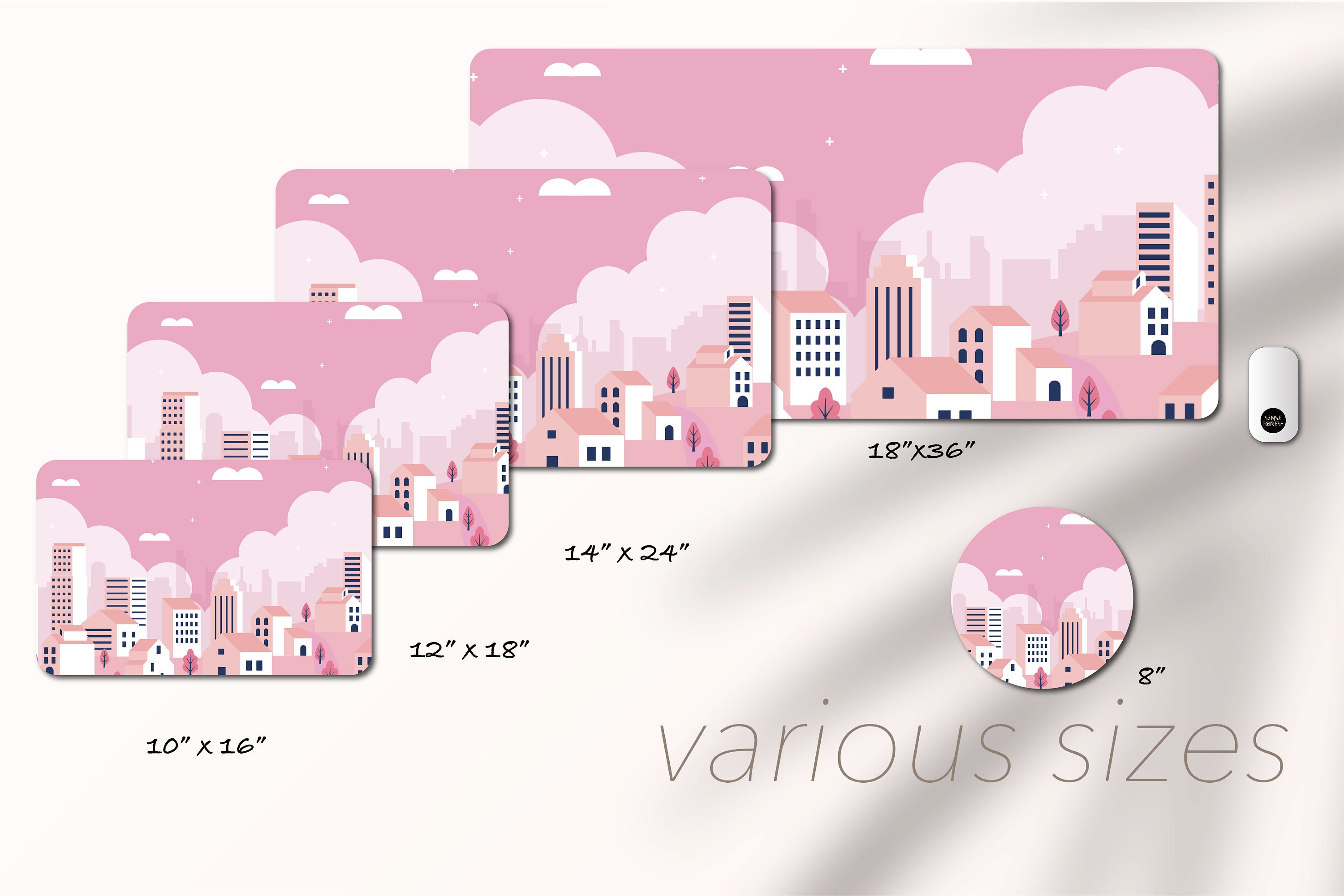 Cute Pink Skyline Desk Mat kawaii landscape deskpad Pink | Etsy