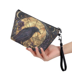 Dark Academia Medieval Stained Glass Black Crow Mini Backpack, Moon ...