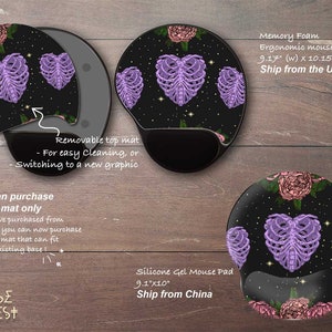 Kawaii Goth Heart Shaped Ribcage Skeleton Rose Desk Mat RGB - Etsy