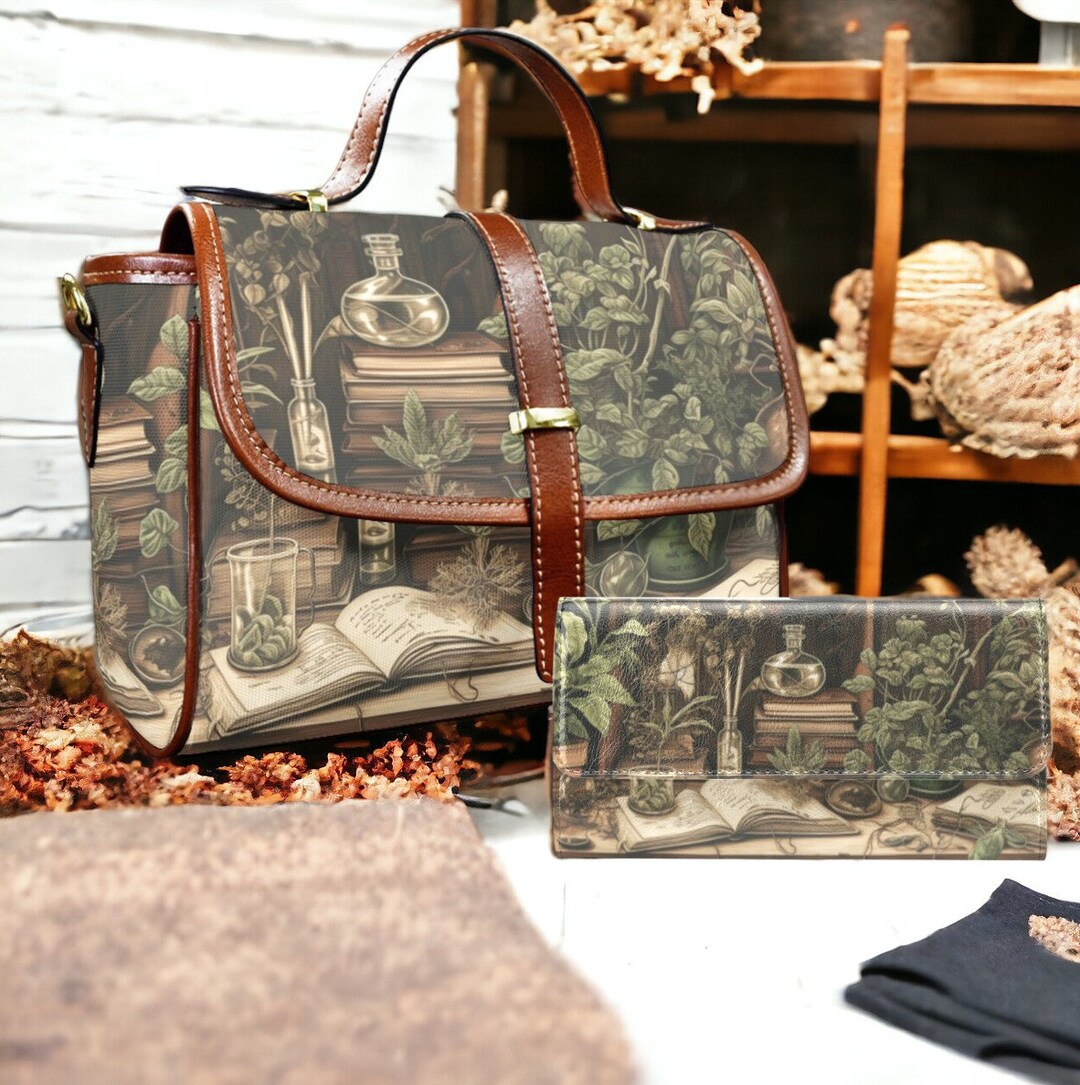 Herbalist Plant Lover Canvas Doctor Bag and Wallet Gift Set, Dark ...
