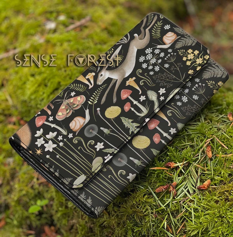 Cottagecore Forest Animal Trifold Wallet Nature Lover Fern - Etsy