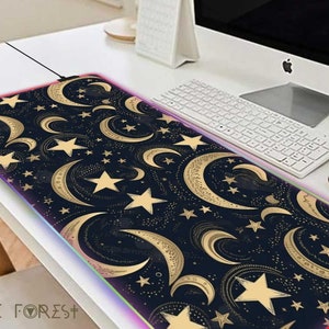 Pagan Witch Celestial Moon Stars PU Leather Desk Mat Cute, Dark ...