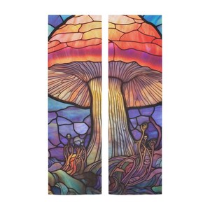 Cottagecore Stained Glass Mushroom Noren Curtain, Hippies Cozy Door ...