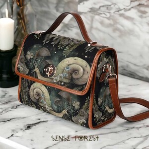 Goblincore Green Sense Forest Snail Canvas Satchel Bag, Mystical ...