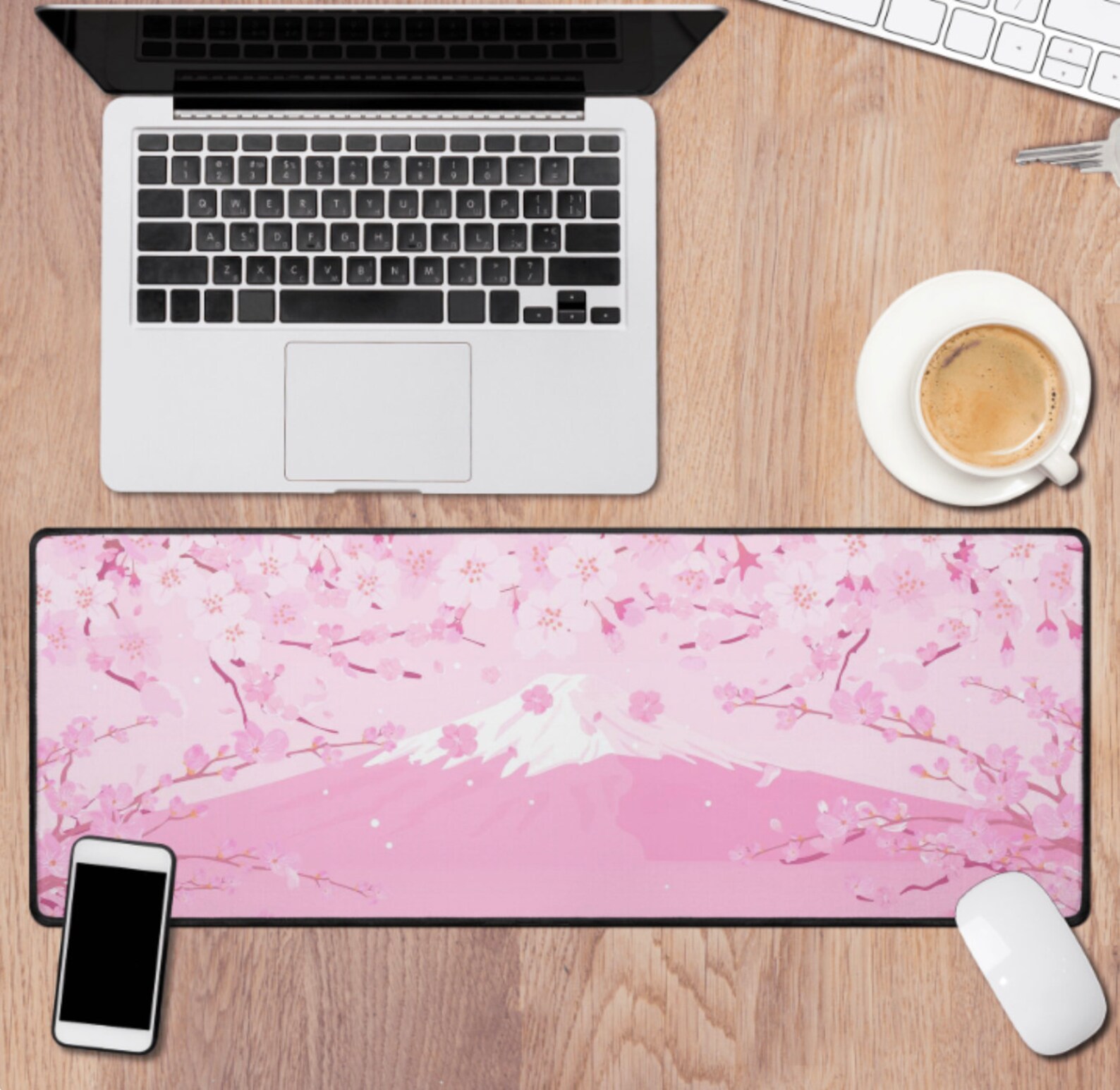 Kawaii Pink Fuji Gaming Mousepad Extra Large Cherry Blossom - Etsy
