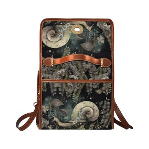 Goblincore Green Sense Forest Snail Canvas Satchel Bag, Mystical ...