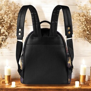 Dark Academia Medieval Stained Glass Black Crow Mini Backpack, Moon ...