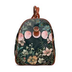 Pink Moon Phases Dark Cottgecore Floral Waterproof Nylon Travel Bag ...