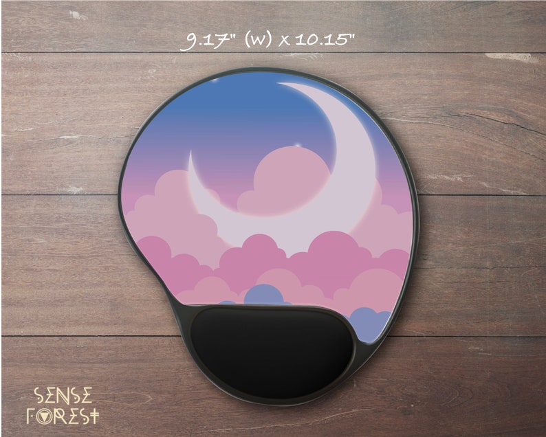 Kawaii Big Moon Night Mouse Pad Cute Pink Anime Ergonomic Gel - Etsy