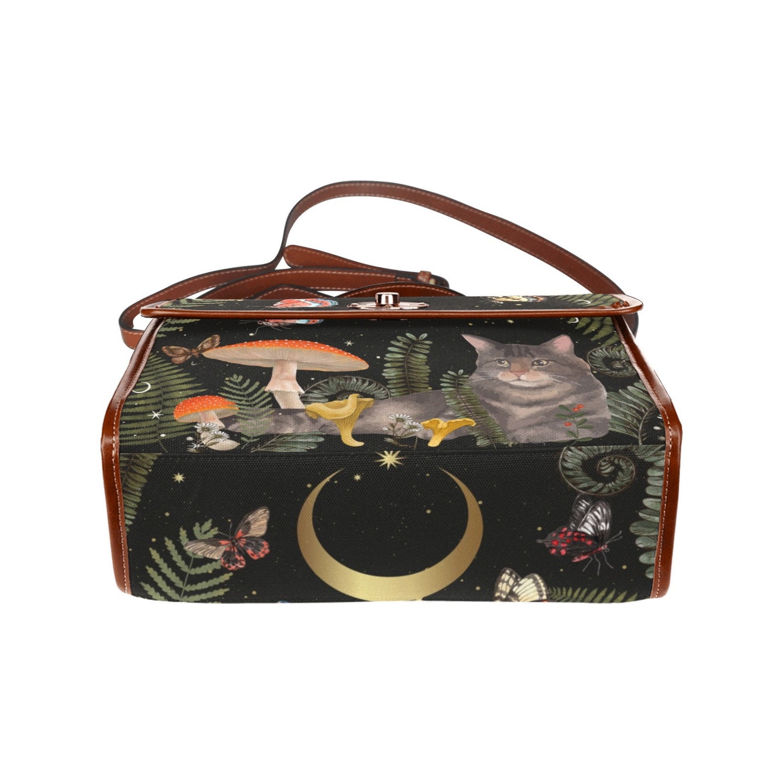 Cottagecore Cat Forest Canvas Satchel Bag Women Witchy Moon - Etsy