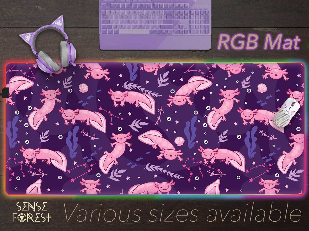 Kawaii Axolotl XXL RGB Gaming Mouse Pad Walking Fish Long RGB - Etsy
