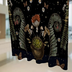 Witchy Mushroom Forest Ritual Bath Shower Curtain With 12 C-shaped ...