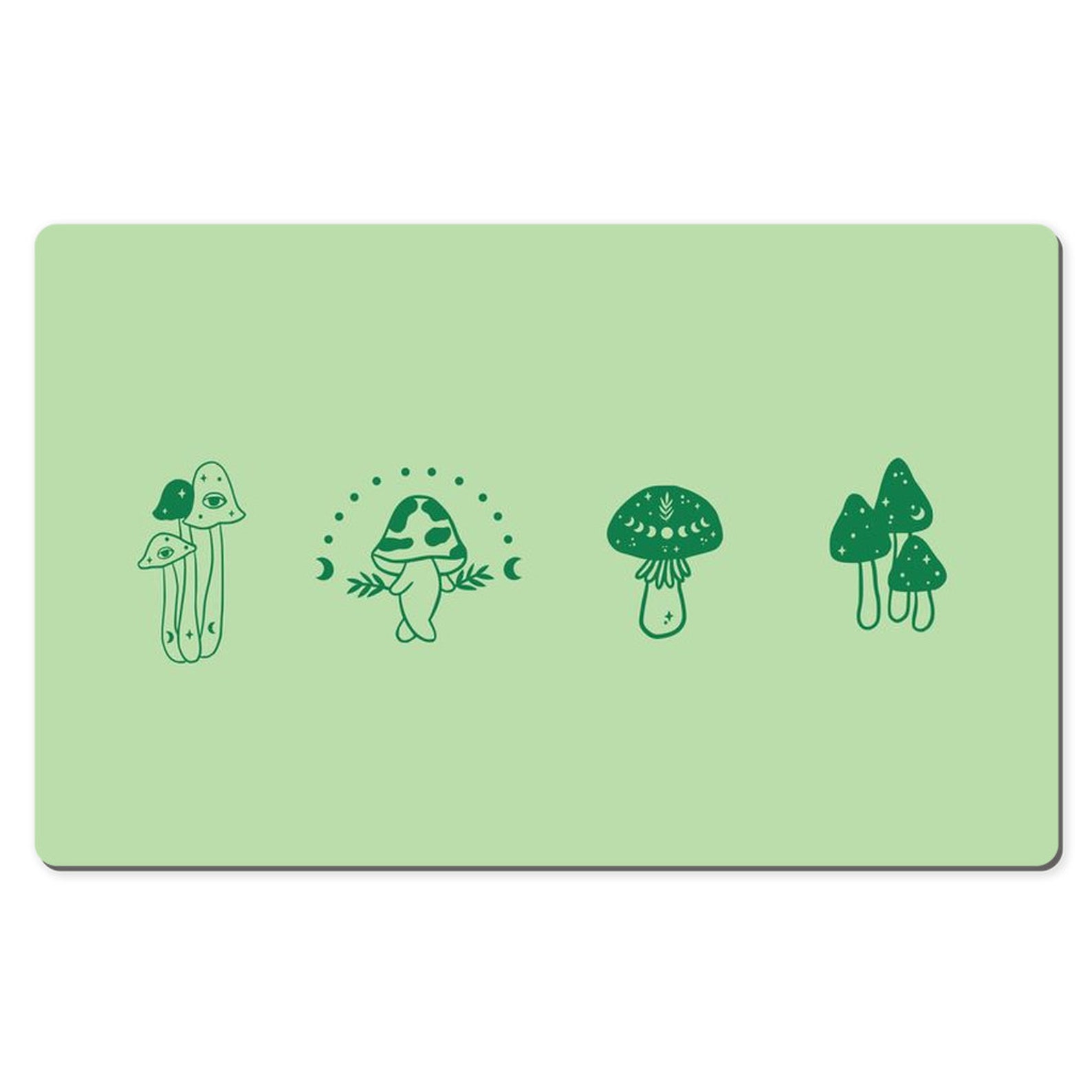 Kawaii Minimalist Baby Mushroom Desk Mat Cute Green Japanese - Etsy
