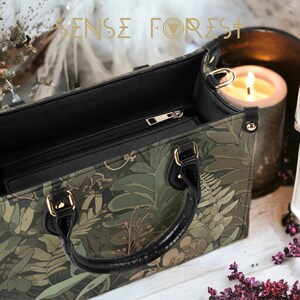 Botanical Tropical Olive Green Forest Foilage Top Handles Vegan Leather ...