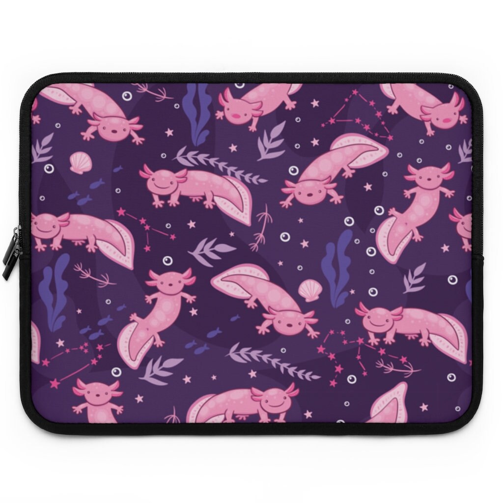 Kawaii Purple Constellations smiley Axolotl laptop sleeve, cute walker ...