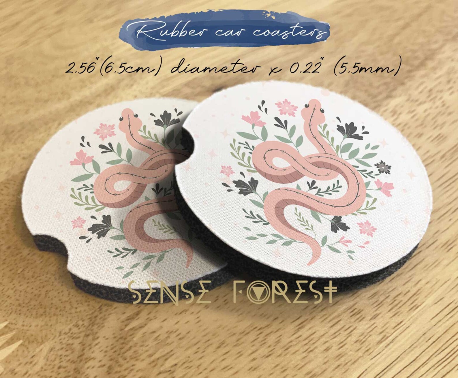 Boho Floral Snake Rubber Car Coasters Cute Witch Soft Coaster - Etsy