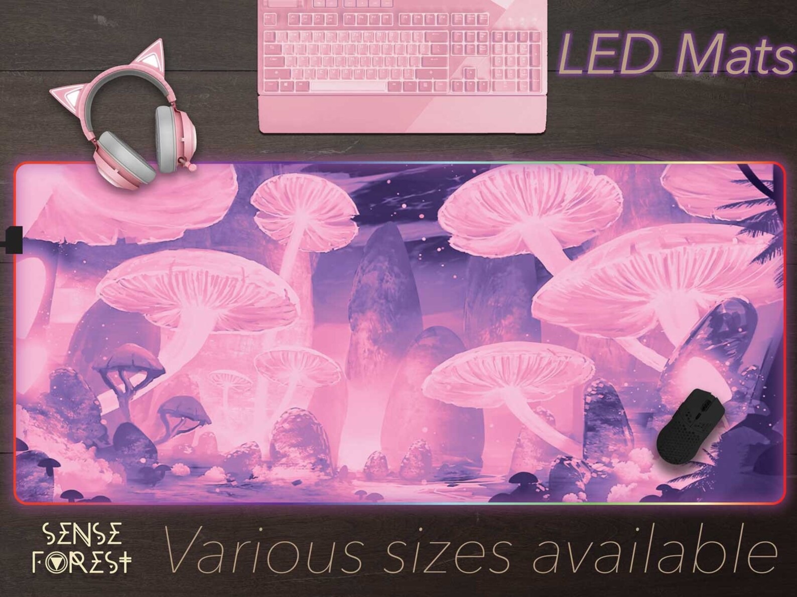 Kawaii Neon Pink Cyber Mushroom Mouse Pad Cute Fantasy | Etsy