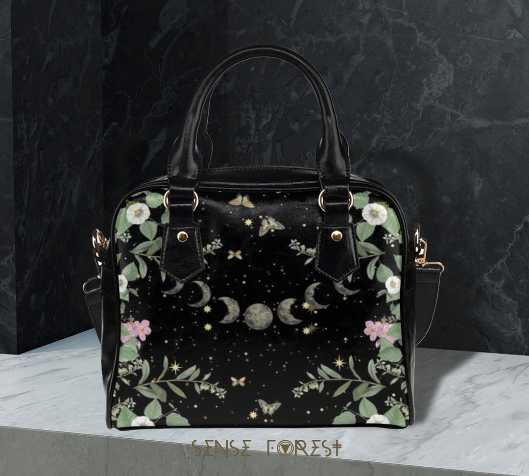Cottagecore Gift, Witchy Floral Moon Handbag, Kawaii Goth Bowling ...