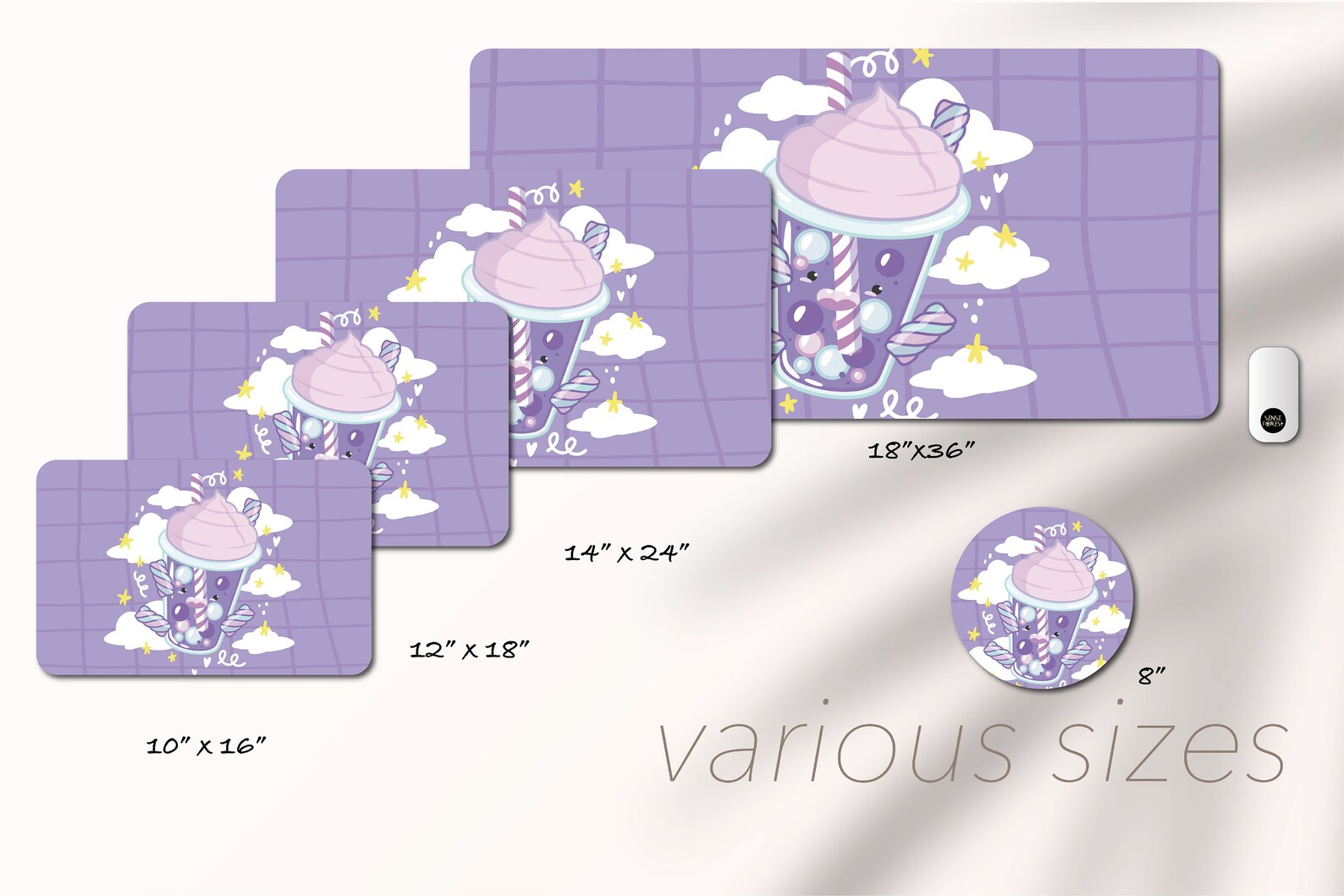 Cute Pastel Purple Bubble Tea Desk Mat Boba extra large | Etsy