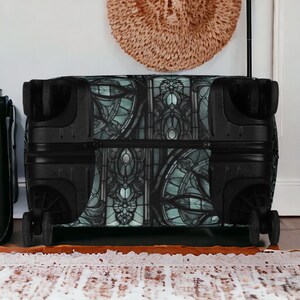 Medieval Stained Glass Rose Luggage Cover, Gothic Renaissance Stretchy ...