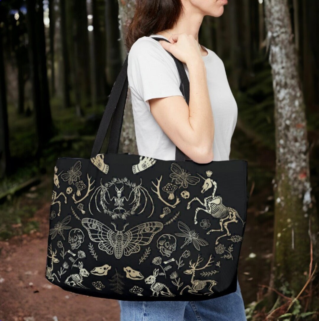 Dark Cottagecore Forest Animal Bones Tote Bag, Zooarchaeologists Fabric ...