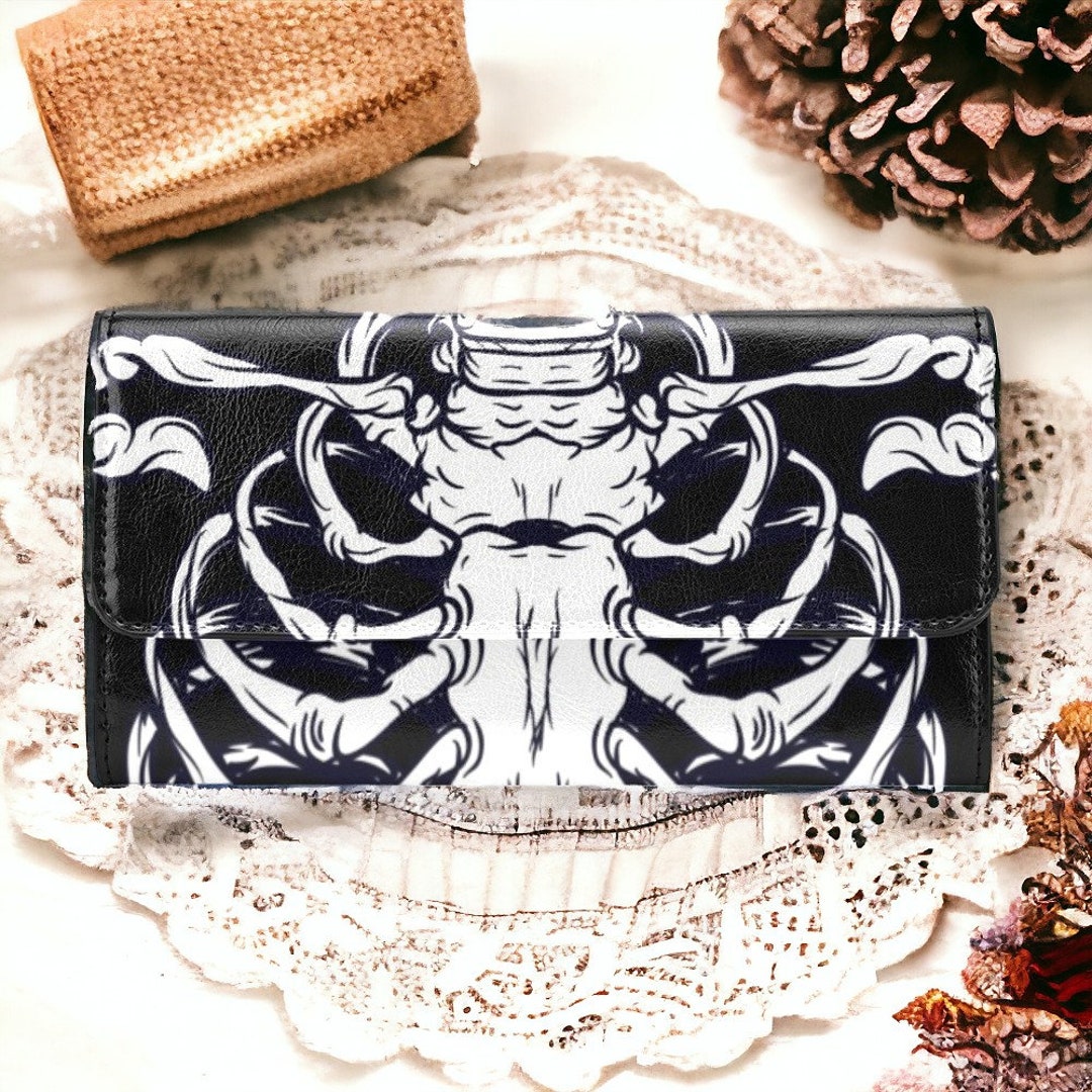 Spooky Skeleton Ribcage Tri-fold Wallet, Whimsigoth Gothic Vegan ...
