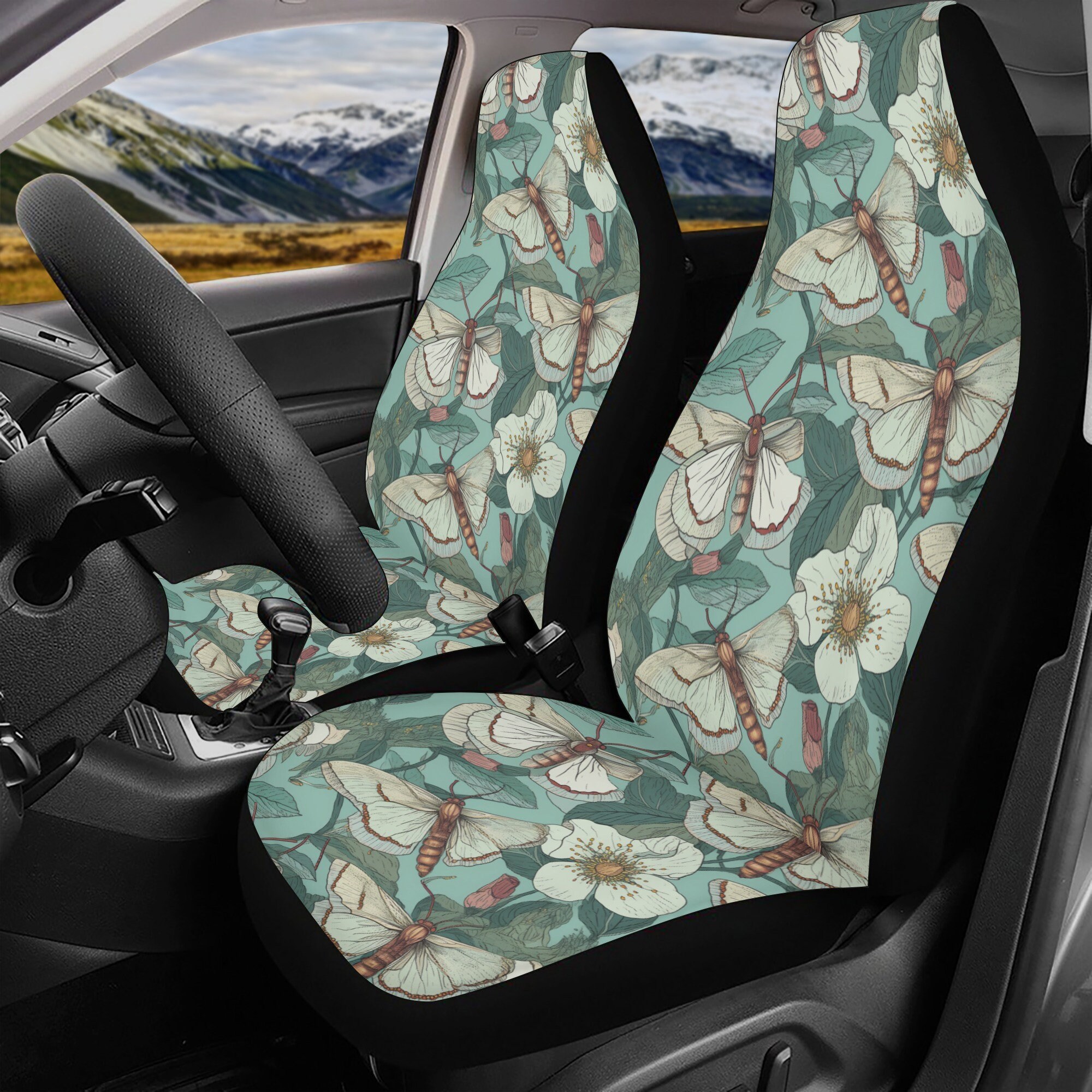 Mint Sage Green Floral Moth Car Seat Cover Full Set for - Etsy