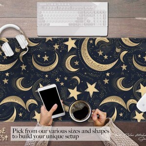 Pagan Witch Celestial Moon Stars PU Leather Desk Mat Cute, Dark ...