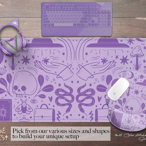 Pastel Purple Vaporwave Kawaii Desk Mat Stitched Edges Gaming - Etsy