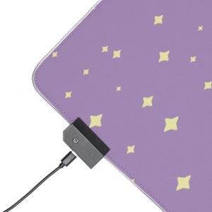Kawaii Purple Desk Mat RGB Cute Pastel Gaming Mousepad Light - Etsy