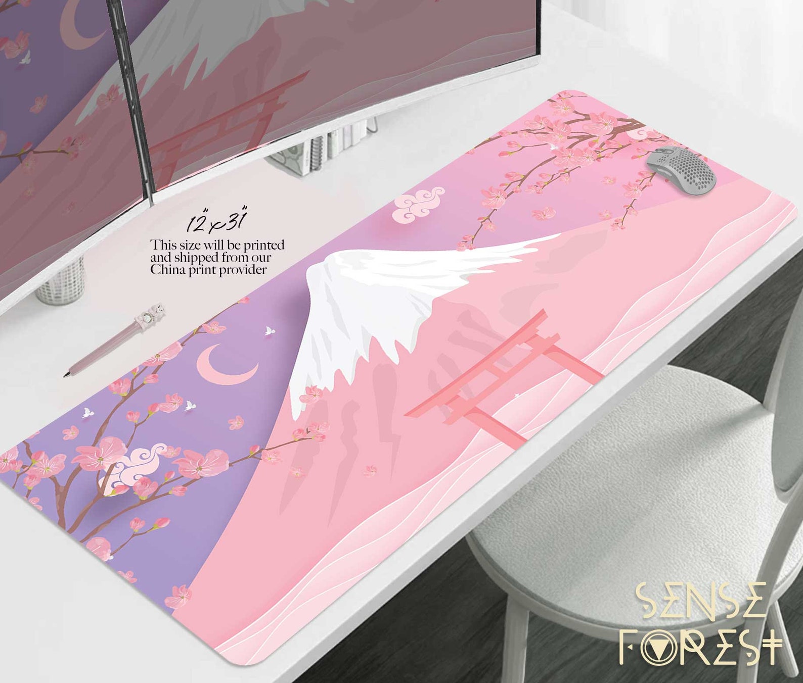 Cute Desk Mat Kawaii Mousepad Pastel Pink Kyoto Mt Fuji Desk - Etsy
