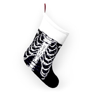 Kawaii Goth Spooky Christmas Stocking, Ribcage Skeleton Dark Christmas ...