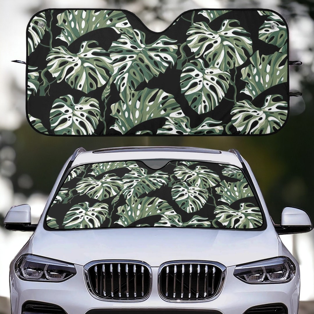 Tropical Albo Variegated Monstera Car Sunshade for Windshield, Plant ...