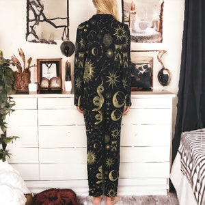 Magic Lovers' Dream, Bohosnake Celestial Print Button-up Classy Pajamas ...