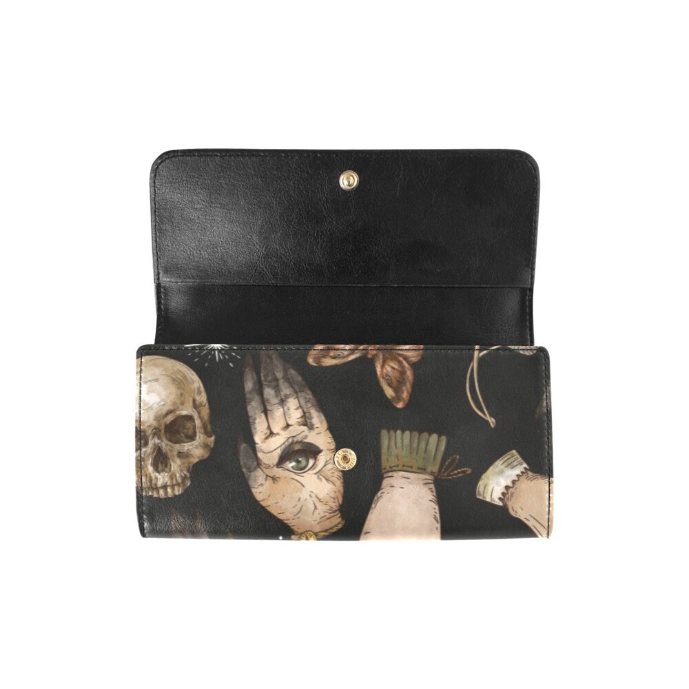 Black Witchcraft Goth Trifold Wallet Skull Moth Wallet Vegan | Etsy
