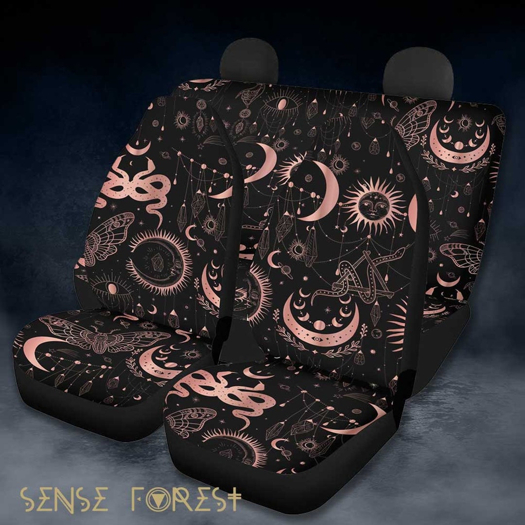Black Pink Celestial Mystical Witch Car Seat Cover, Boho Moon Sacred ...