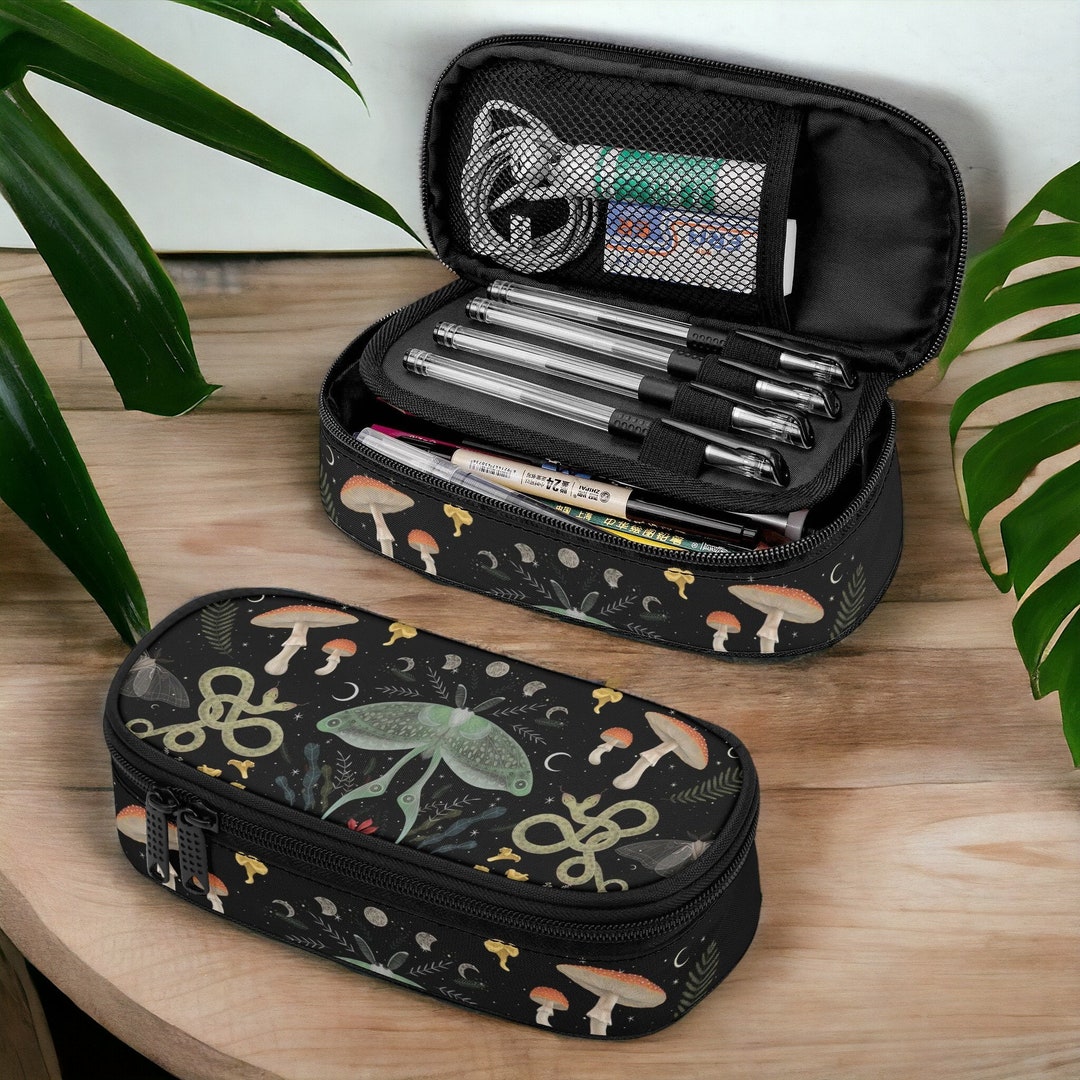 Moon Forest Mushroom Luna Moth Large Capacity Artist Pencil Case ...