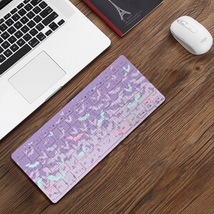 Kawaii Pastel Goth Purple Bats Wired and Wireless Keyboard Sublimation ...