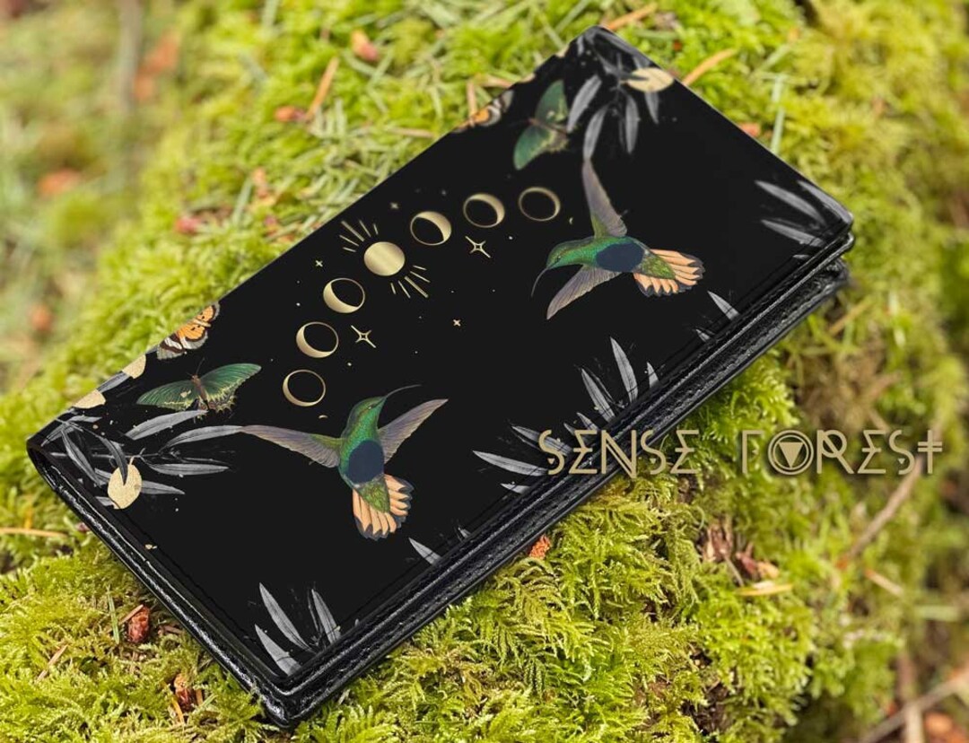 Olive Tree Bi-fold Forest Humming Bird Vegan Leather Wallet, Dark ...