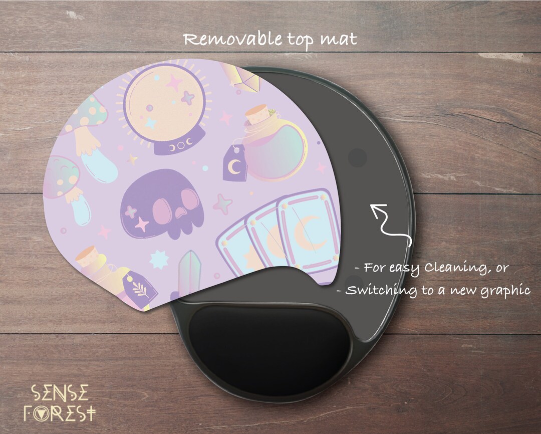 Kawaii Goth Purple Mouse Pad, Cute Witch Elements Ergonomic Gel Pad ...