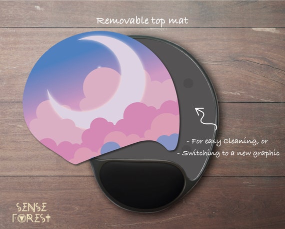 Kawaii Big Moon Night Mouse Pad Cute Pink Anime Ergonomic Gel - Etsy