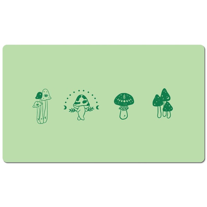 Kawaii Minimalist Baby Mushroom Desk Mat Cute Green Japanese - Etsy