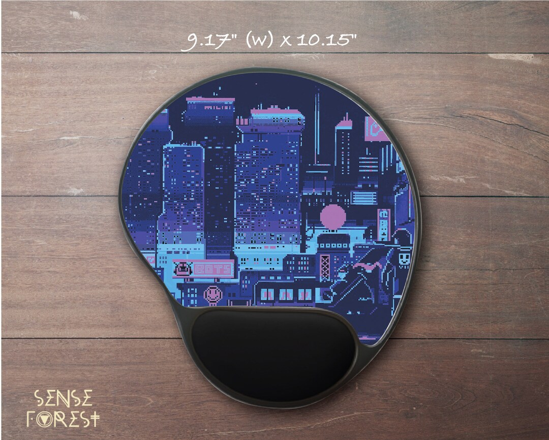 Kawaii Pixel Art Mouse Pad Cute Vaporwave Neon City Ergonomic - Etsy Canada