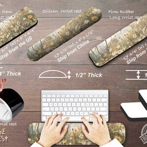 Cottagecore Wildflower Landscape Desk Mat Boho, Beige Watercolor Mouse ...