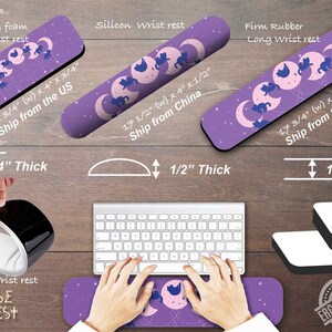 Purple Cute Moon Cat PU Desk Mat RGB Cute, Whimsical Flipping Cats ...