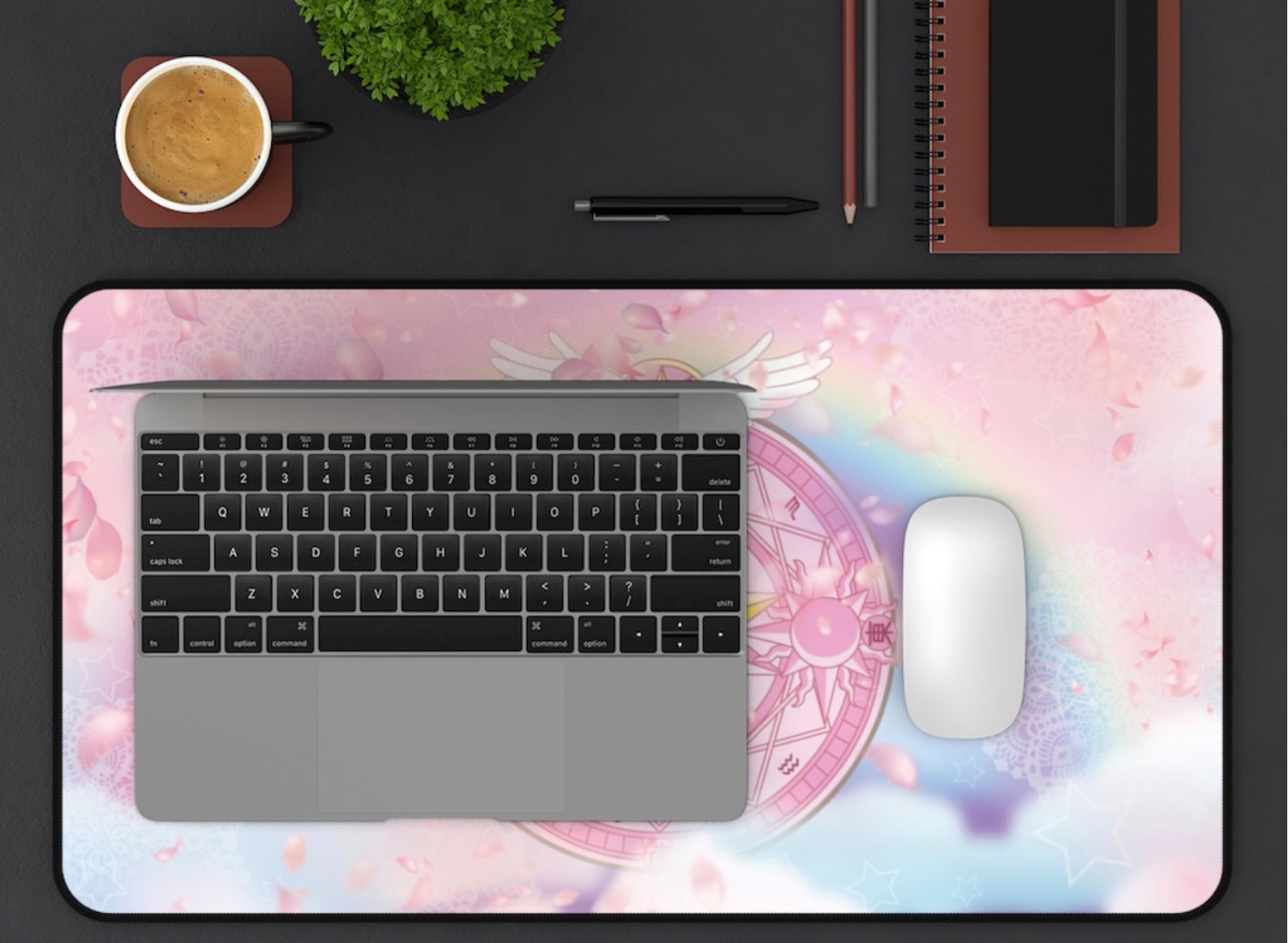 Rainbow Anime Desk Mat Sakura Magic Heaven Japanese Gaming | Etsy